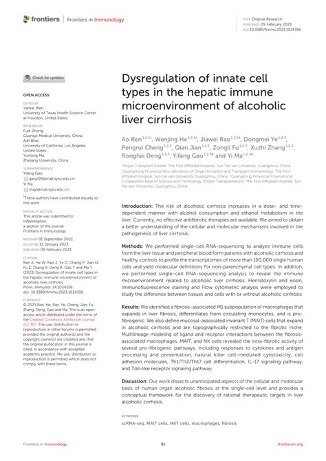 Pdf Dysregulation Of Innate Cell Types In The Hepatic Immune