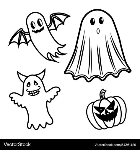 Hand Drawn Ghost Outline Royalty Free Vector Image