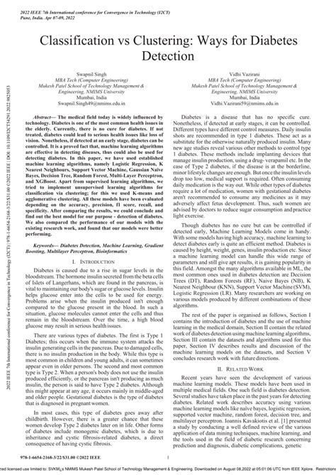 Pdf Classification Vs Clustering Ways For Diabetes Detection