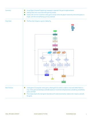 Final Project Report Snake Game In Python PDF