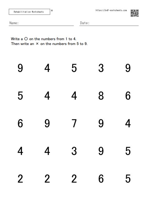 A Task To Write A Circle For The Numbers 1 To 4 And A Cross For The