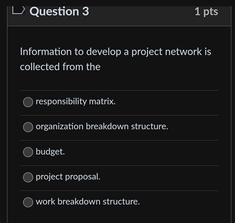 Solved Question 31 PtsInformation To Develop A Project Chegg