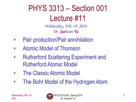 Ppt Phys 3313 Section 001 Lecture 11 Powerpoint Presentation Free