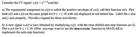 Solved Consider The Ct Signal X2 T E−0 1πtcos 2πt A The