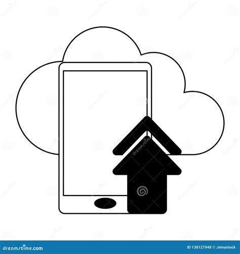 Cloud Computing Technology Black And White Stock Vector Illustration