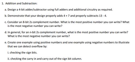Solved Addition And Subtraction A Design A Bit Chegg Com