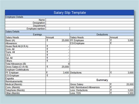 EXCEL Of Salary Slip Template Xlsx WPS Free Templates