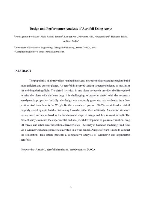Pdf Design And Performance Analysis Of Aerofoil Using Ansys