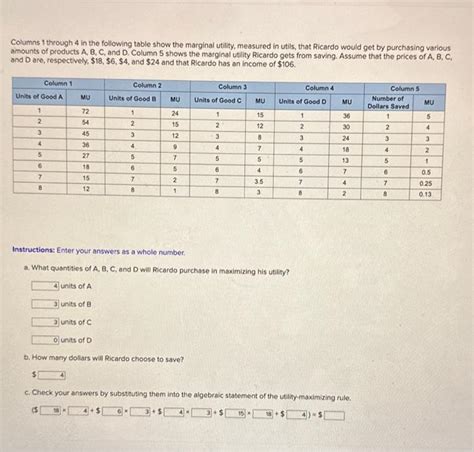 Solved Columns 1 Through 4 In The Following Table Show The Chegg
