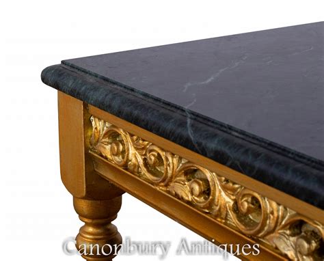 French Neo Classical Side Table Gilt Tables Marble Top