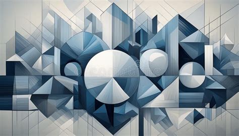 Create An Abstract Piece Of Art Based On Clean Geometric Shapes Use Different Blue And Silver