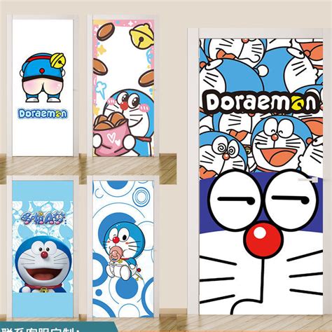 Cartoon Doraemon Door Bedroom Dormitory Door Sticker Self Adhesive Whole Wooden Door Wardrobe