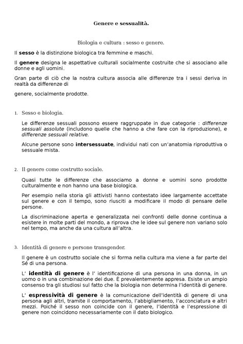 Manuale Di Sociologia Genere E Sessualità Docsity