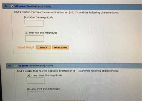 Solved 9 12 Points SwokPreCalc12 7 3 053 Find A Vector Chegg