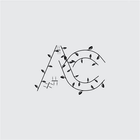 Дизайн логотипа Ac Ac Letters с листьями на ветвях вокруг векторная