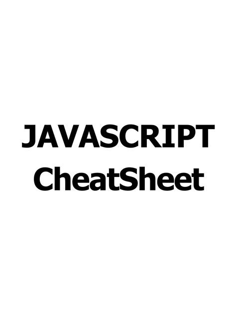 Solution Javascript Programming Language Cheatsheet Studypool