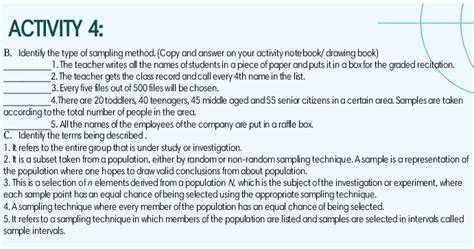 ACTIVITY 4 B Identify The Type Of Sampling StudyX