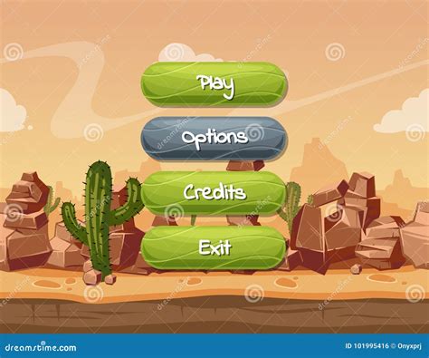 Vector Cartoon Style Wavy Enabled And Disabled Buttons With Text For