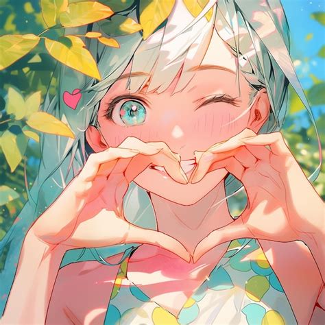 Premium Photo Anime Girl Making A Heart With Her Hands Generative Ai