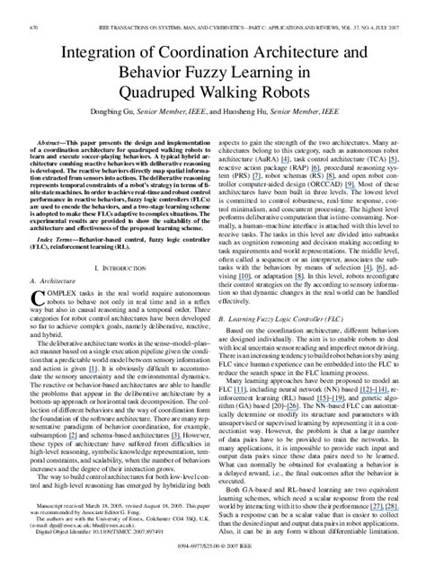 Pdf Integration Of Coordination Architecture And Behavior Fuzzy