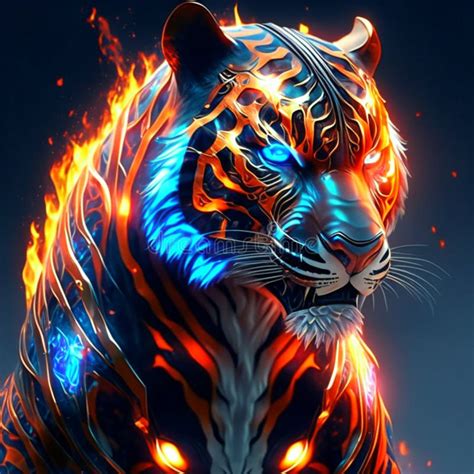 Tiger On Blue Fire