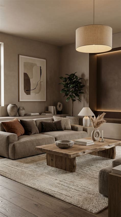 Organic Modern Moody Living Room Décor For Cozy Minimalists Modern Rustic Apartment Living
