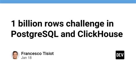 Seth Luersen On Linkedin 1 Billion Rows Challenge In Postgresql And