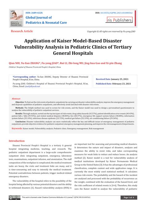 Pdf Application Of Kaiser Model Based Disaster Vulnerability Analysis