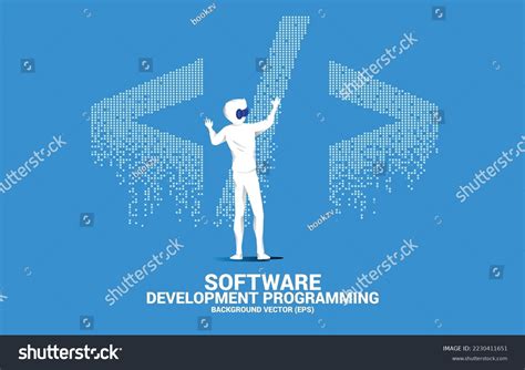 Silhouette Man Wear Vr Glasses Software Stock Vector Royalty Free