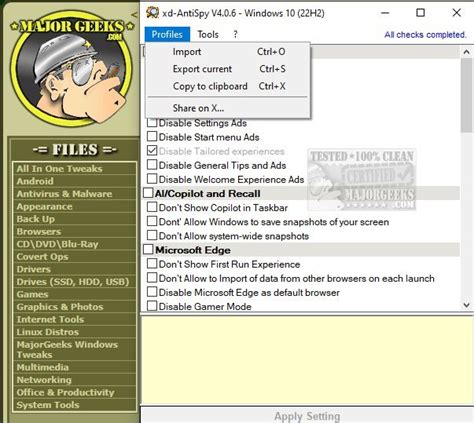 New Xd AntiSpy The Relaunch Of The Popular Debloating Tool Xp Antispy