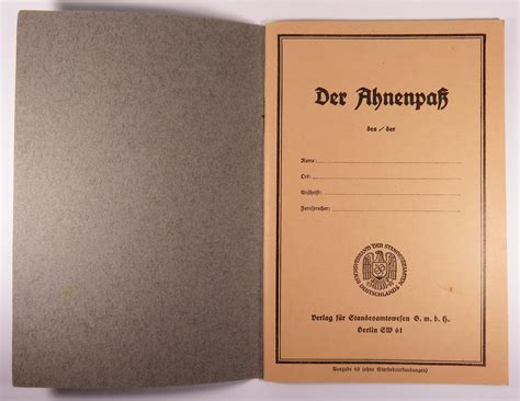 Ahnenpass Ancestors Book Without Records
