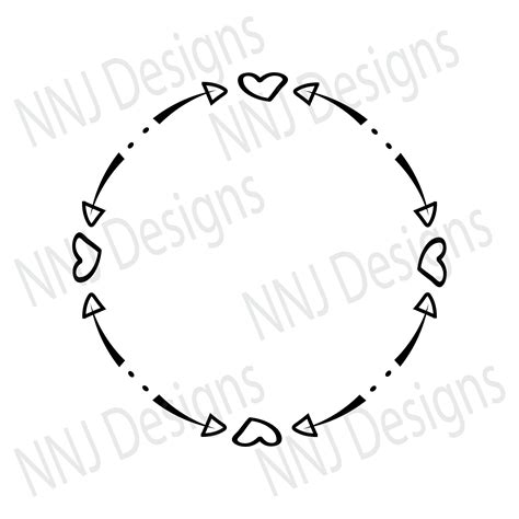 Laurel Wreath SVG Round Circle Monogram Frame Heart Arrow Etsy