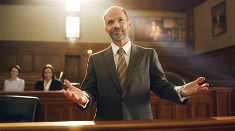 Premium Ai Image Lawyer Man In Court Room Presents Side Interests In