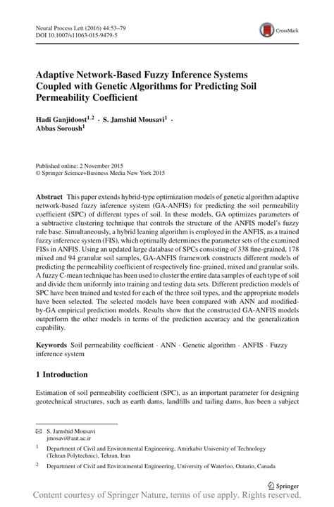 Adaptive Network Based Fuzzy Inference Systems Coupled With Genetic