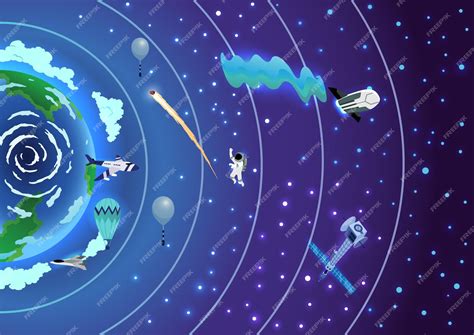 Camadas Da Atmosfera Terrestre Cartaz Infográfico Colorido Com Satélite