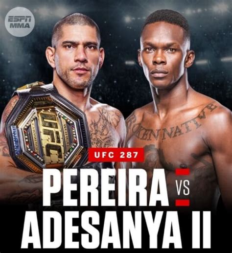 Ufc287 중계 방송 페레이라 아데산야 미들급 타이틀전 4차전 인터넷 생중계 경기결과 하이라이트