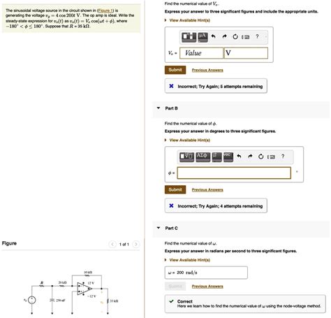 Solved The Sinusoidal Voltage Source In The Circuit Shown In Figure 1