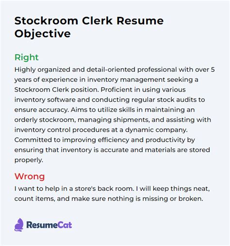 Top 16 Stockroom Clerk Resume Objective Examples ResumeCat