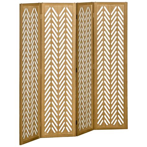 HOMCOM Separador De Ambientes Plegable De Paneles X X Cm Biombo De Madera Con Patrones