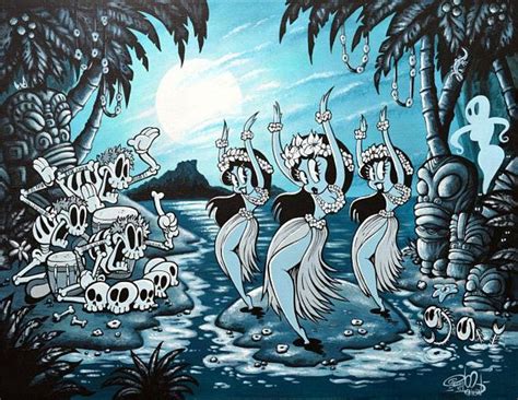 Tahiti Night 85x11 Signed Art Print By Shawn Dickinson Retro Cartoons