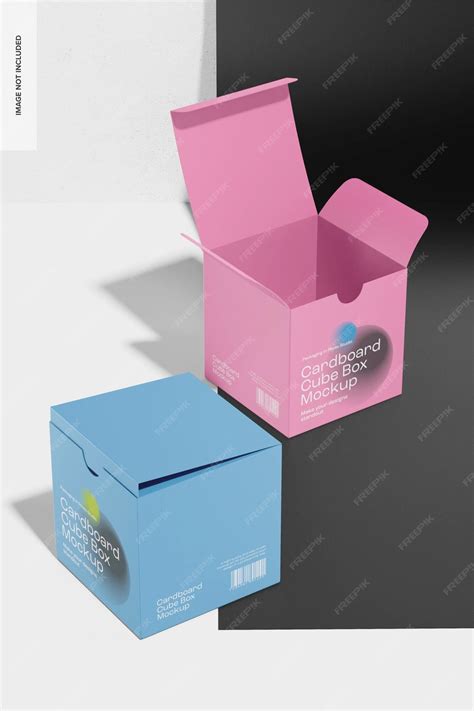 Premium Psd Cardboard Cube Boxes Mockup