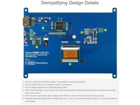 Waveshare Lcd Display C X Touch Screen Hdmi Ips Tech