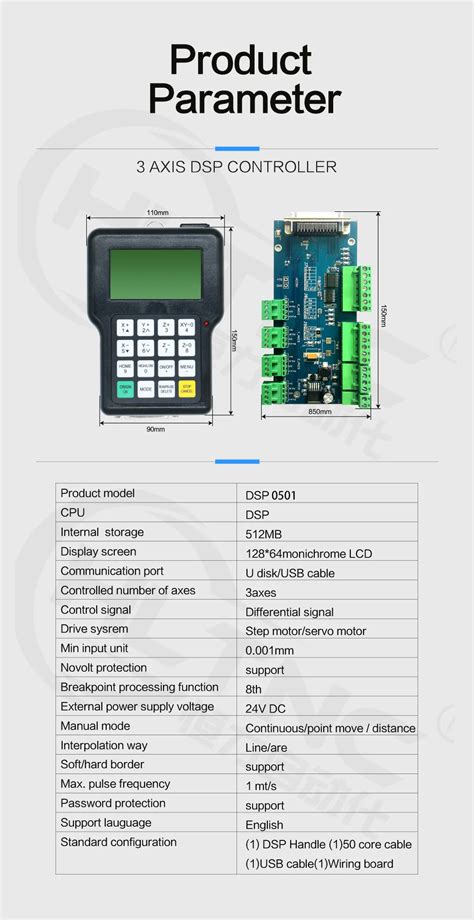 24v Dc Dsp 0501 Cnc Controller 3 Axis Dsp For Cnc Router
