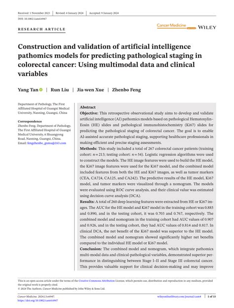 Pdf Construction And Validation Of Artificial Intelligence Pathomics Models For Predicting