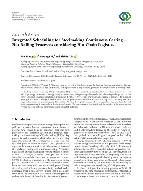 Pdf Integrated Scheduling For Steelmaking Continuous Casting— Hot
