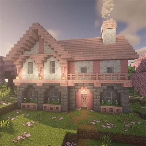 Pink Minecraft Дома Minecraft Дом в Minecraft Здания в майнкрафт
