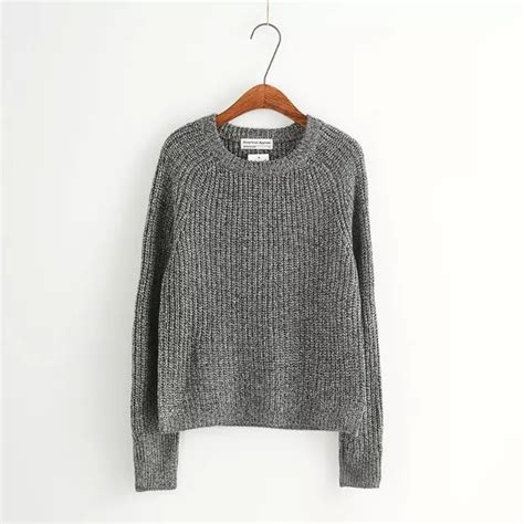 Pure Color Pullover Knit Scoop Color Mixing Sweater On Luulla