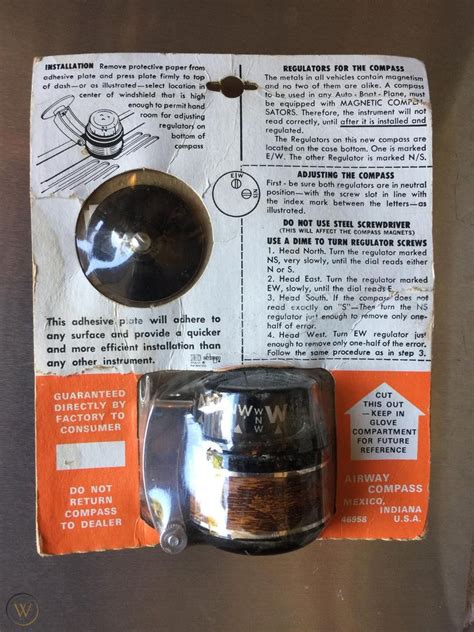 Vintage Nos Airway Compass Gt Wood Grain Auto Boat Rat Rod Navigator