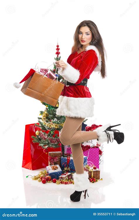 Sensual Santa Girl With Presents Stock Image Image Of Christmas Long