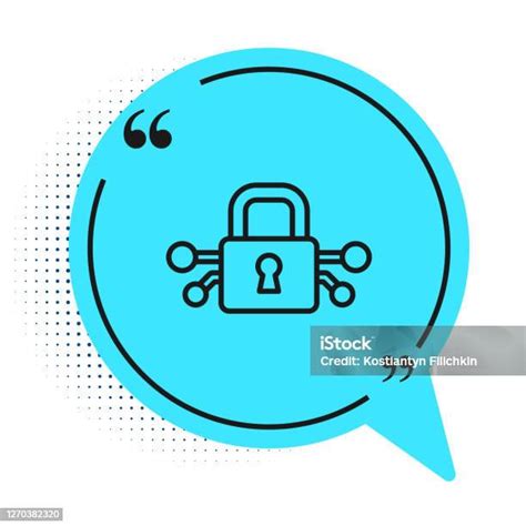 Ikon Keamanan Cyber Garis Hitam Terisolasi Pada Latar Belakang Putih